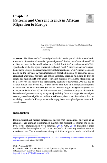 (PDF) Patterns and Current Trends in African Migration to Europe