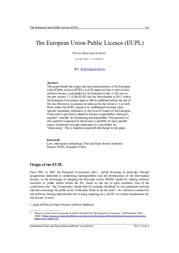 (PDF) The European Union Public Licence (EUPL)
