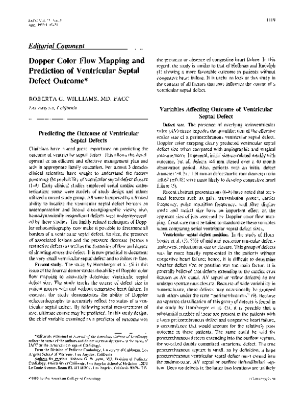 (PDF) Dopper color flow mapping and prediction of ventricular septal ...