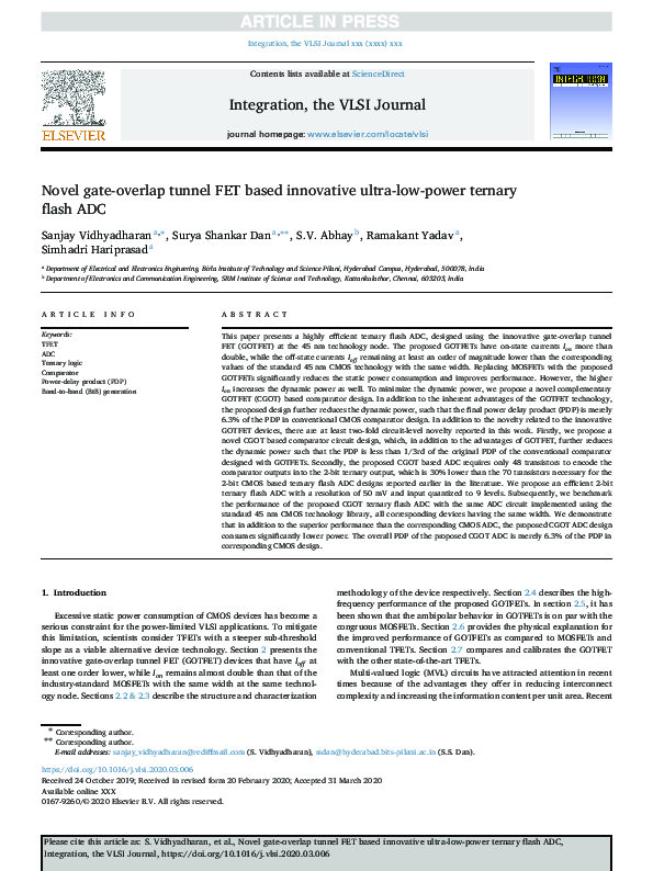 (PDF) Novel gate-overlap tunnel FET based innovative ultra-low-power ternary flash ADC