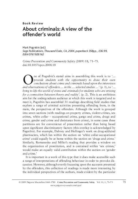 (PDF) About criminals : a view of the offender's world