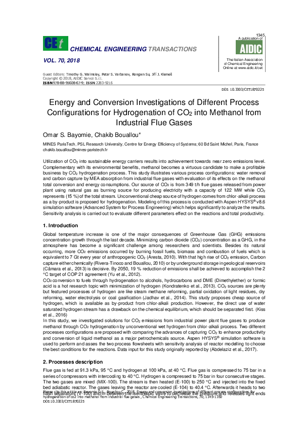 (PDF) Energy and Conversion Investigations of Different Process ...