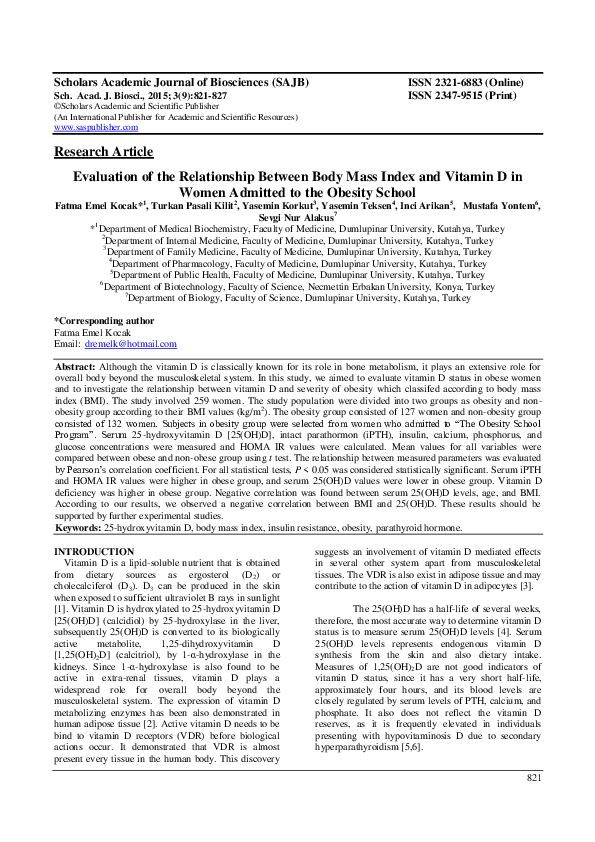 (PDF) The Evaluation of Relationship Between Body Mass Index and Nasal Geometry Using Objective ...