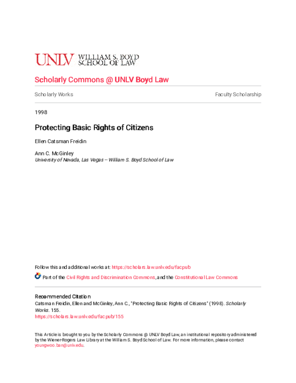 (PDF) Protecting Basic Rights of Citizens | Ann McGinley - Academia.edu