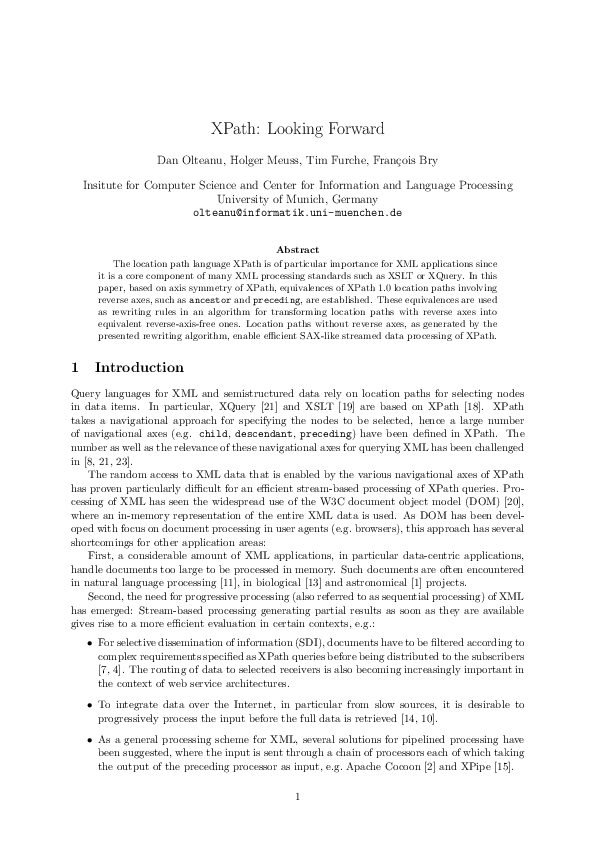 (PDF) XPath: Looking Forward
