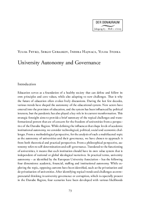 (PDF) University Autonomy and Governance