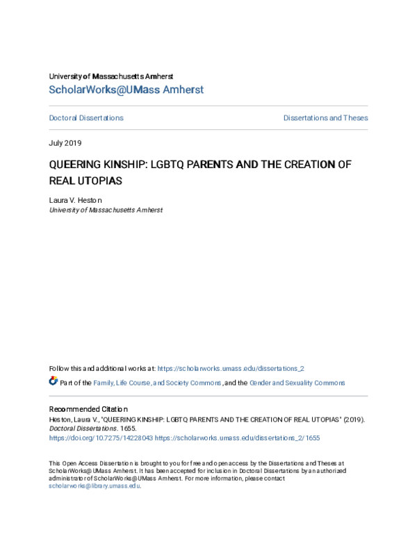 (PDF) Queering Kinship: LGBTQ Parents and the Creation of Real Utopias | Laura Heston - Academia.edu