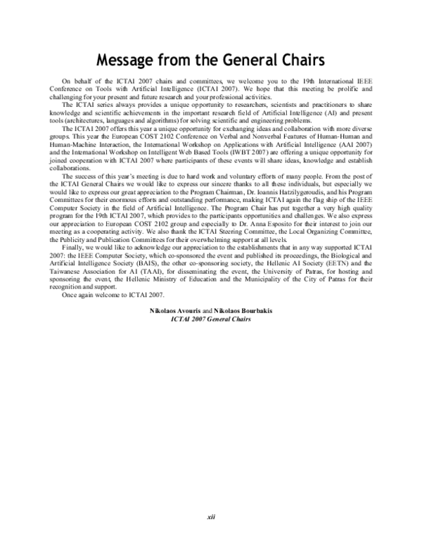 (PDF) Message from the General Chairs