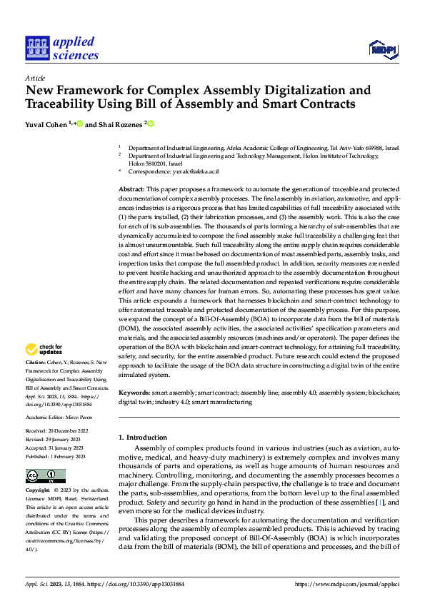 (PDF) New Framework for Complex Assembly Digitalization and Traceability Using Bill of Assembly ...