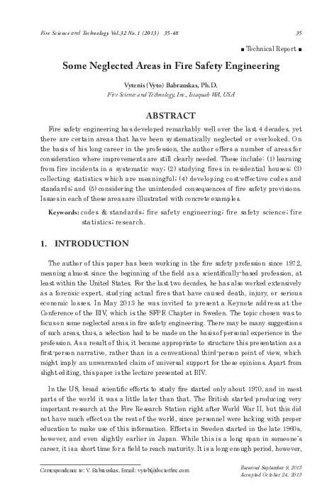 (PDF) Some Neglected Areas in Fire Safety Engineering