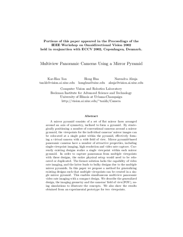 (PDF) Multiview panoramic cameras using a mirror pyramid