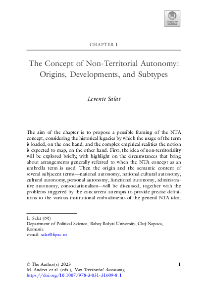 (PDF) The Concept of Non-Territorial Autonomy: Origins, Developments ...