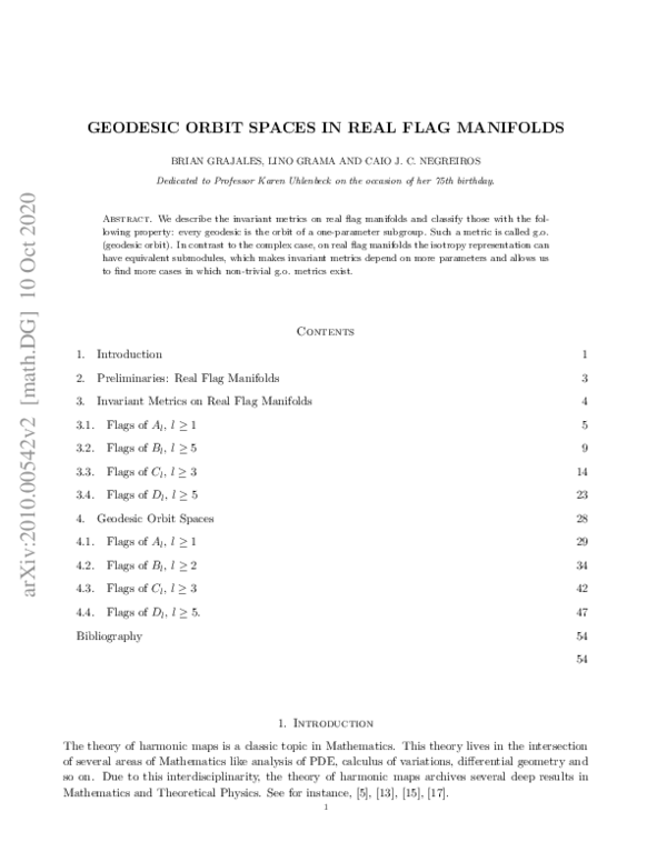 (PDF) Geodesic orbit spaces in real flag manifolds