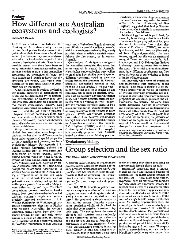 (PDF) Evolutionary biology: Group selection and the sex ratio