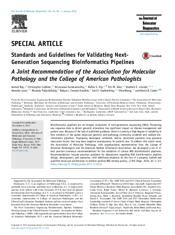 Pdf Standards And Guidelines For Validating Next Generation Sequencing Bioinformatics Pipelines