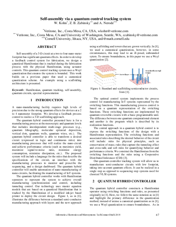 (PDF) Self-assembly via a quantum control tracking system