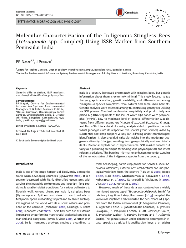 (PDF) Molecular Characterization of the Indigenous Stingless Bees ...