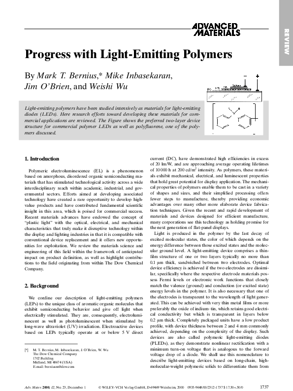 (PDF) Progress with Light-Emitting Polymers