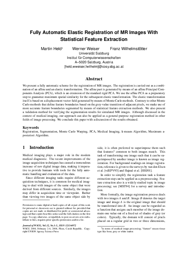 (PDF) Fully Automatic Elastic Registration of MR Images With Statistical Feature Extraction