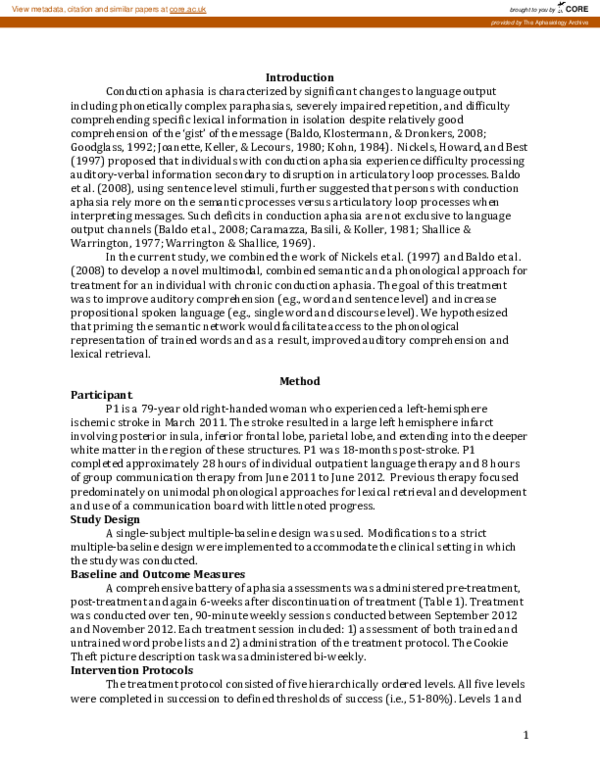 (PDF) A multimodal neurolinguistic treatment approach for conduction ...