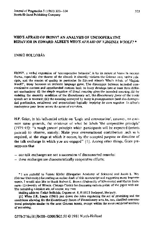 (PDF) Who's afraid of irony? An analysis of uncooperative behavior in ...