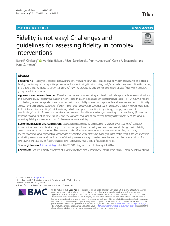 (PDF) Fidelity is not easy! Challenges and guidelines for assessing ...