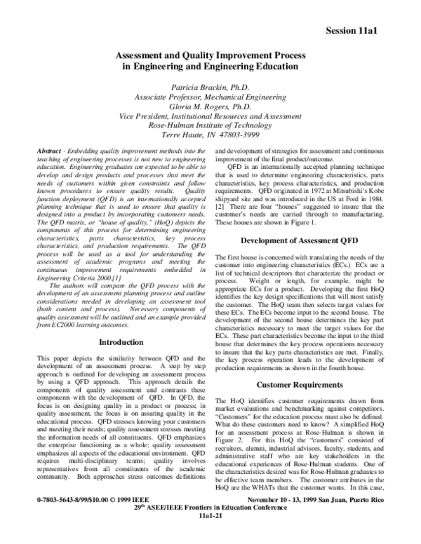 (PDF) Assessment and quality improvement process in engineering and ...