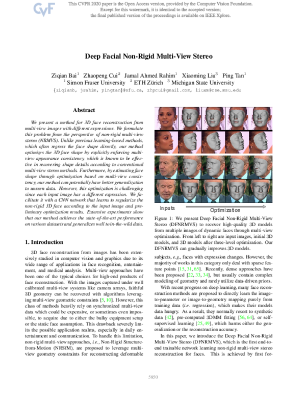 (PDF) Deep Facial Non-Rigid Multi-View Stereo