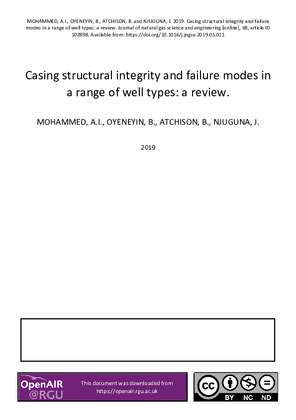 (PDF) Casing structural integrity and failure modes in a range of well ...