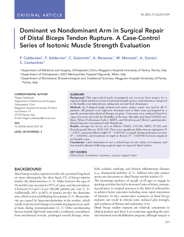 (PDF) Dominant vs Nondominant Arm in Surgical Repair of Distal Biceps ...