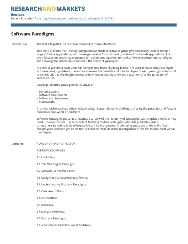 (PDF) Software paradigms