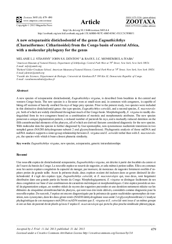 (PDF) A new ectoparasitic distichodontid of the genus Eugnathichthys ...