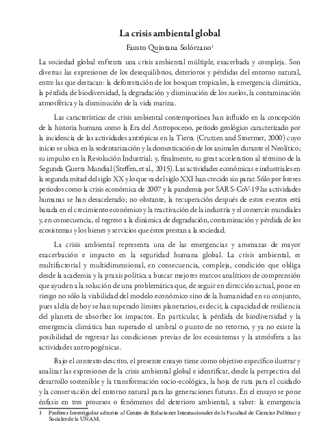 (PDF) La crisis ambiental global