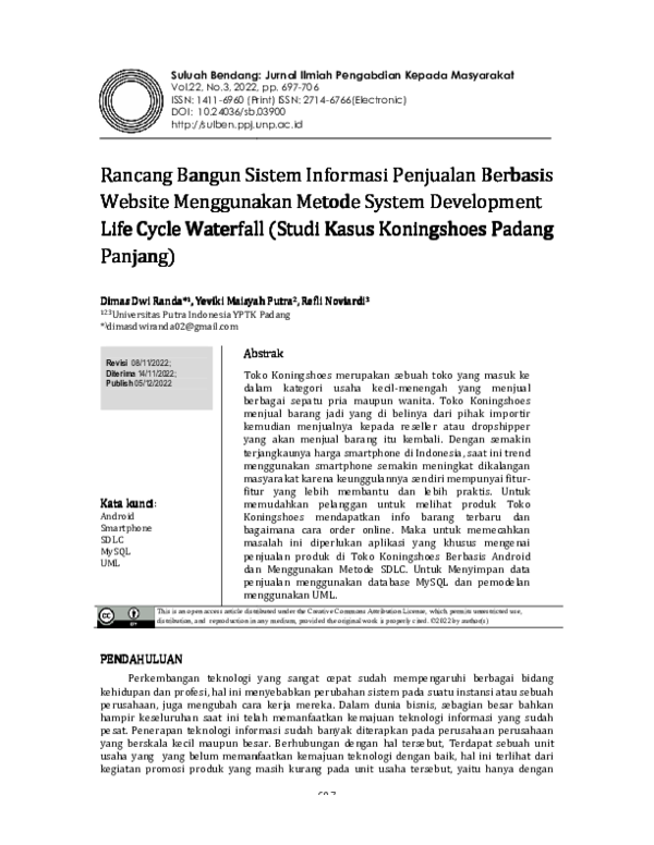 (PDF) Rancang Bangun Sistem Informasi Penjualan Berbasis Website Menggunakan Metode System ...
