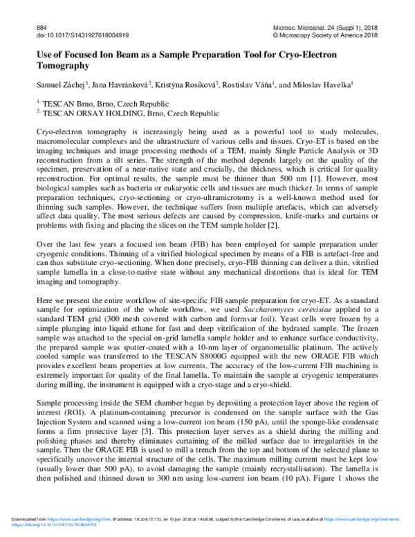 (PDF) Use of Focused Ion Beam as a Sample Preparation Tool for Cryo ...