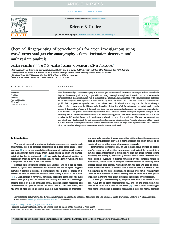 (PDF) Chemical fingerprinting of petrochemicals for arson ...