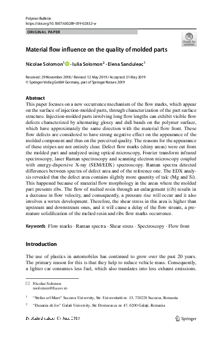 (PDF) Material flow influence on the quality of molded parts