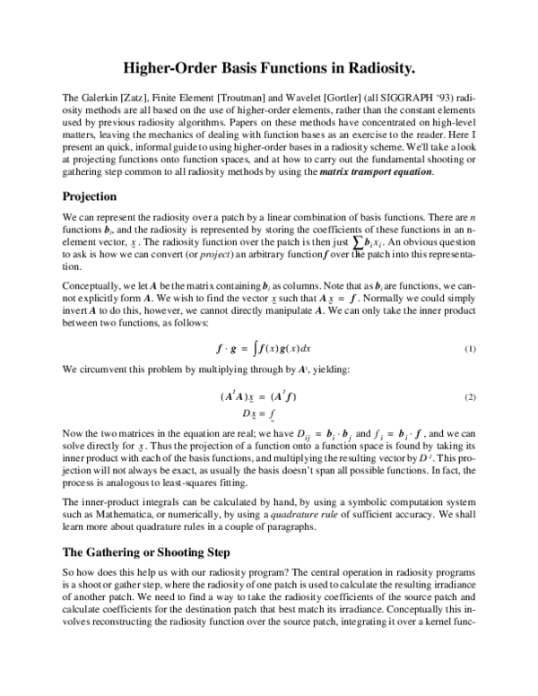 (PDF) The Constant Radiosity Step