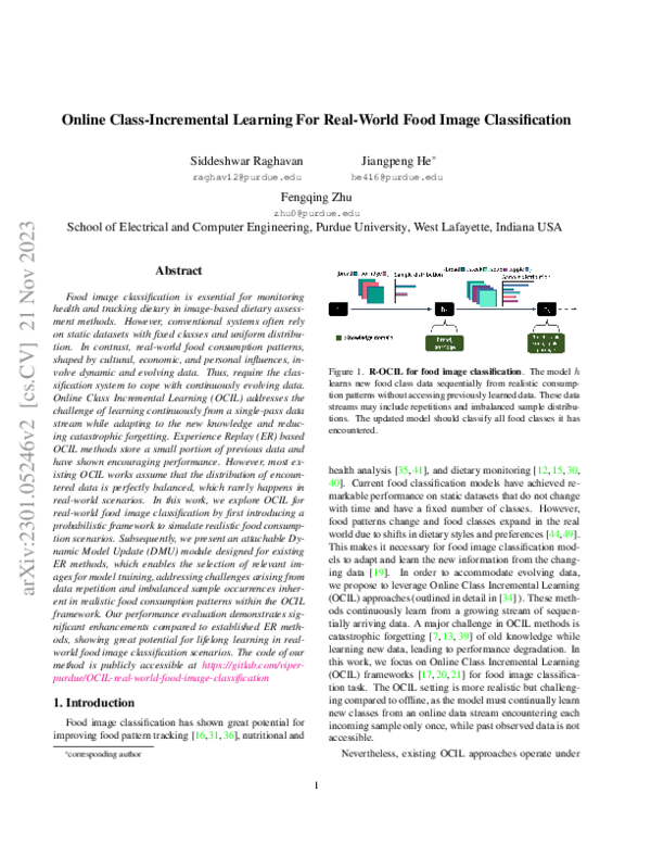 (PDF) Online Class-Incremental Learning For Real-World Food Classification