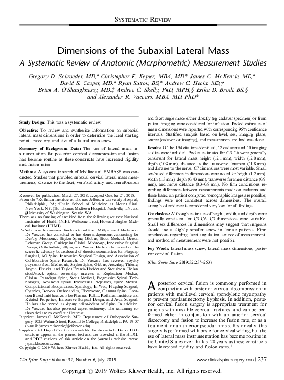 (PDF) Dimensions of the Subaxial Lateral Mass