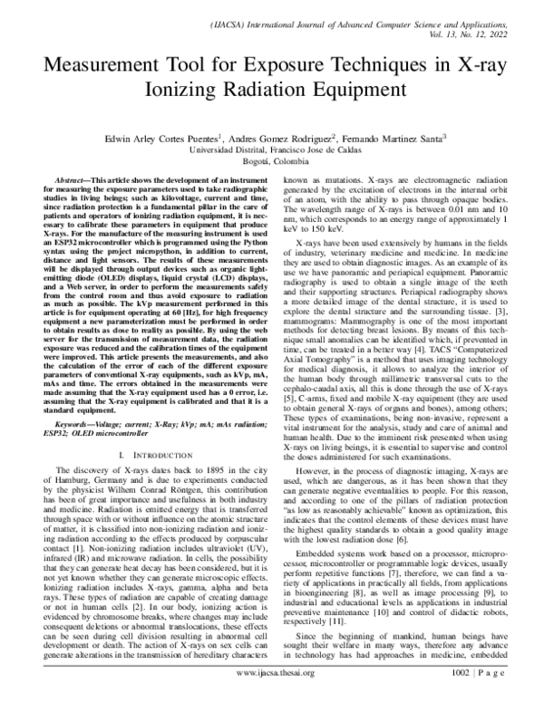 (PDF) Measurement Tool for Exposure Techniques in X-ray Ionizing ...