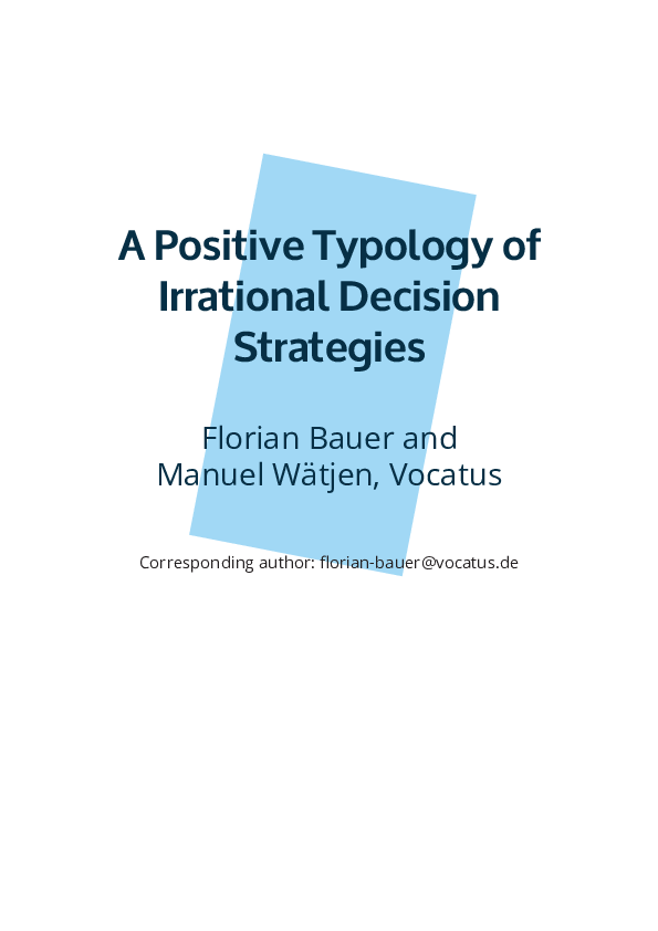 (PDF) A Positive Typology of Irrational Decision Strategies