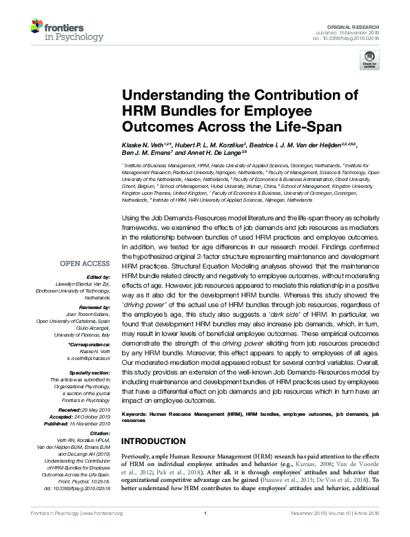 (PDF) Understanding the Contribution of HRM Bundles for Employee ...