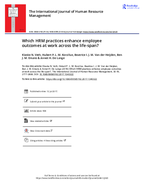 (PDF) Which HRM practices enhance employee outcomes at work across the ...
