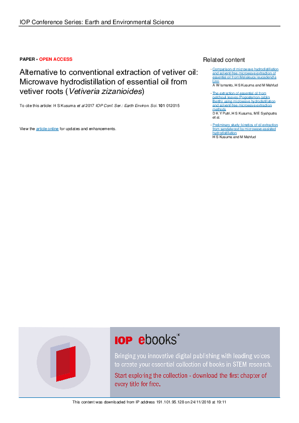(PDF) Alternative to conventional extraction of vetiver oil: Microwave ...