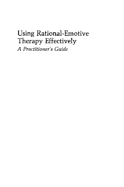 (PDF) Using Rational-Emotive Therapy Effectively