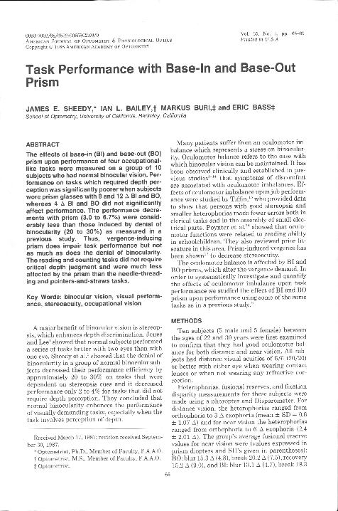 (PDF) Task Performance with Base-In and Base-Out Prism | Ian Bailey ...
