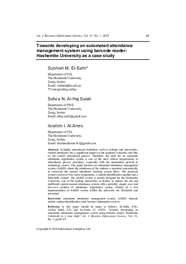 (PDF) Towards developing an automated attendance management system ...