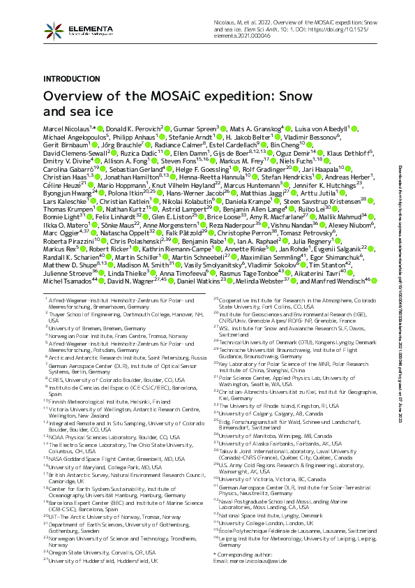 (PDF) Overview of the MOSAiC expedition: Snow and sea ice