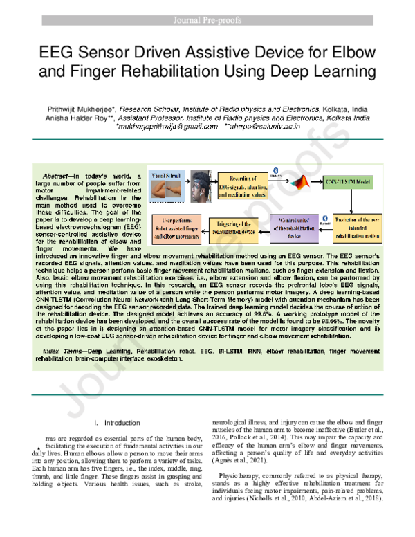 (PDF) EEG Sensor Driven Assistive Device for Elbow and Finger Rehabilitation Using Deep Learning